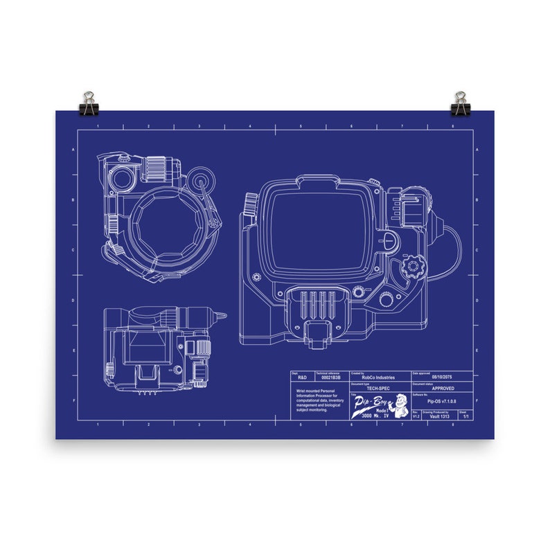 Pip-boy Blueprint Poster Fallout Inspired Pip-boy 3000 Mark 4 Poster ...