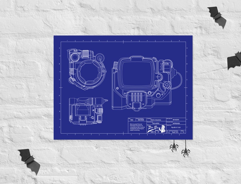 Pip-boy Blueprint Poster Fallout Inspired Pip-boy 3000 Mark 4 Poster ...