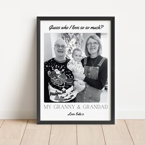 Custom Nana & Grandad Photo Gift Print, Personalised Nanny Granddad ...