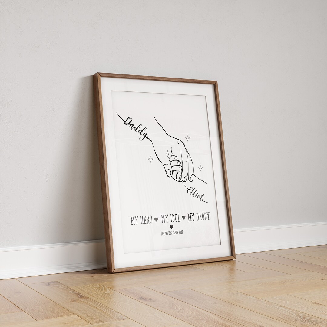 Vatertag Line Art Geschenk, Papa Hand Geburtstagsdruck, personalisierte ...