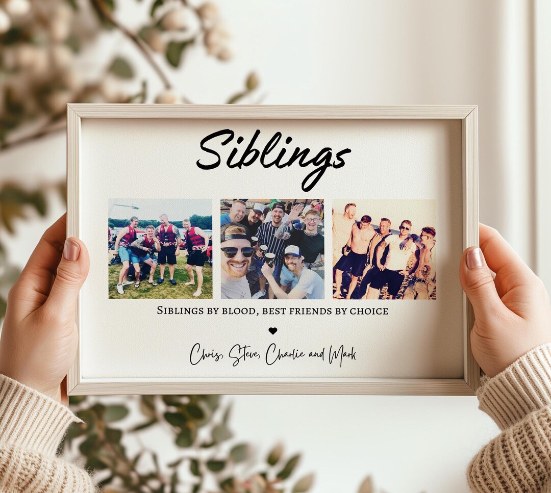 Personalised Siblings Photo Print, Custom Brothers and Sisters Birthday ...