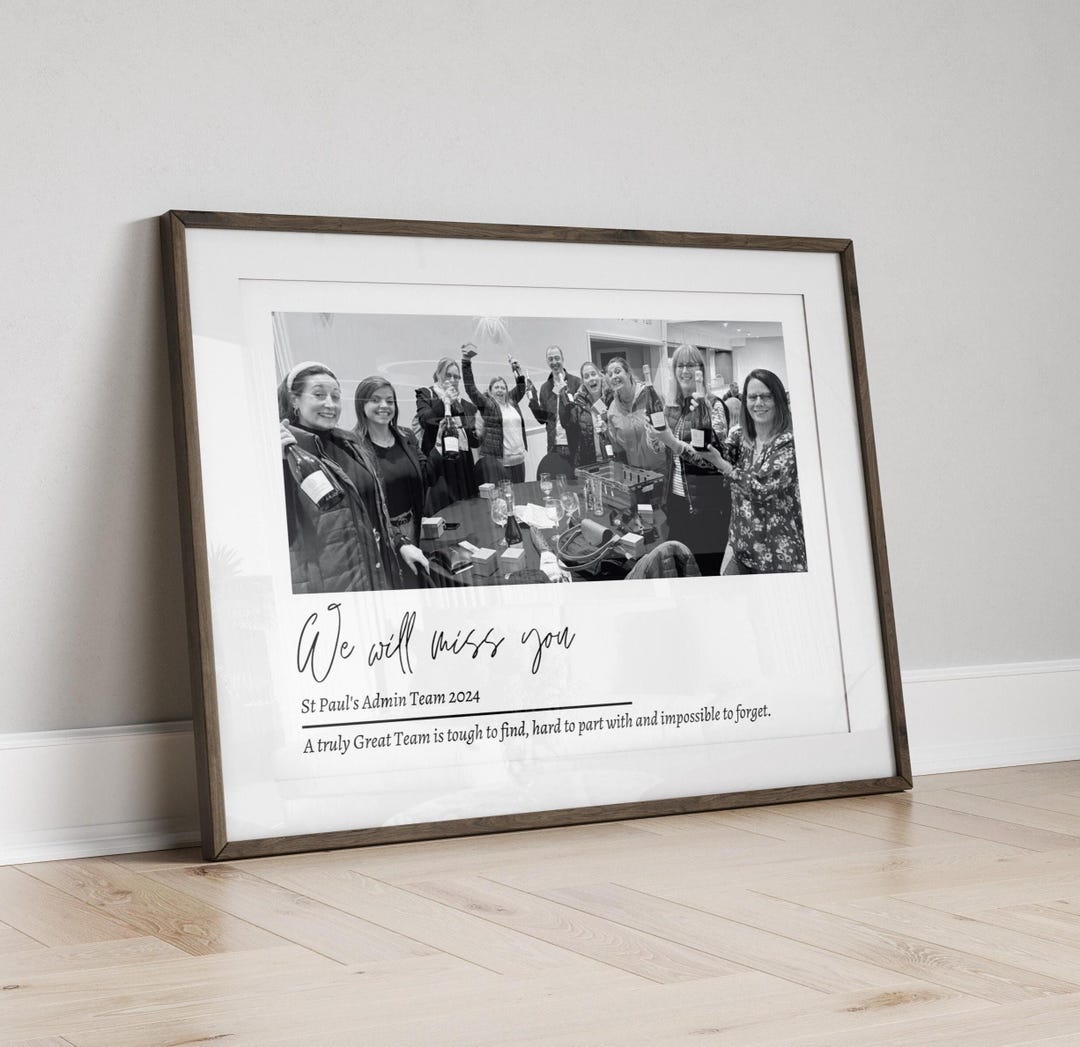 Personalised Work Leaving Gift Print: Team Photo Keepsake, Retirement ...