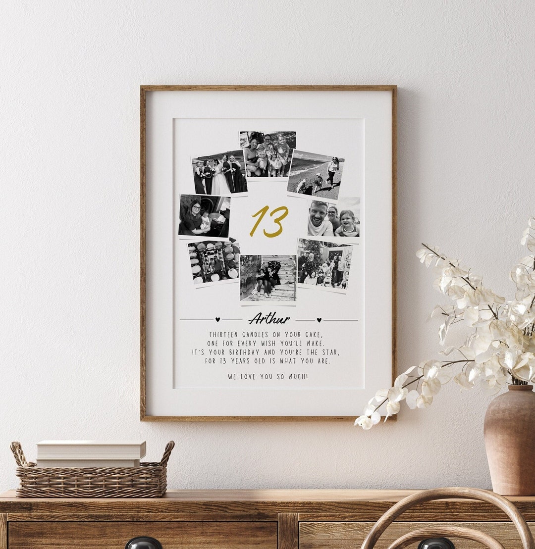Personalised 13th Birthday Photo Collage, Son Daugher 13th Birthday ...