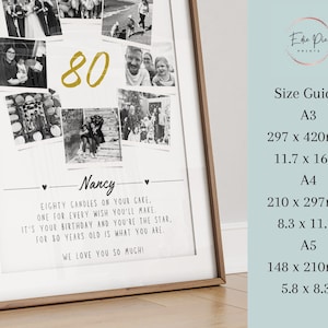Personalised 80th Birthday Photo Collage Art Print: Milestone ...