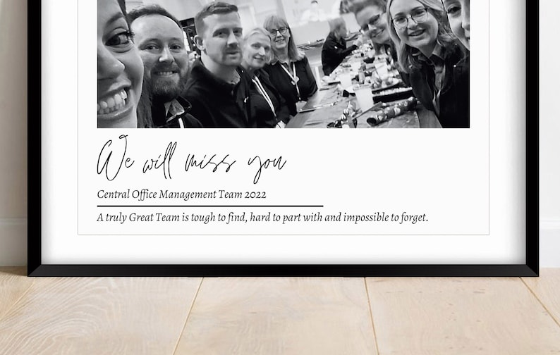 Personalised Work Leaving Gift Print: Team Photo Keepsake, Retirement ...