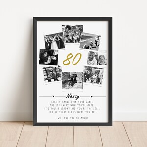 Personalised 80th Birthday Photo Collage Art Print: Milestone ...