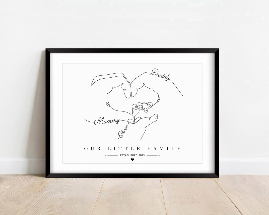 Custom Family Gift Print, Family Hands Poster, Newborn Baby Print, New ...