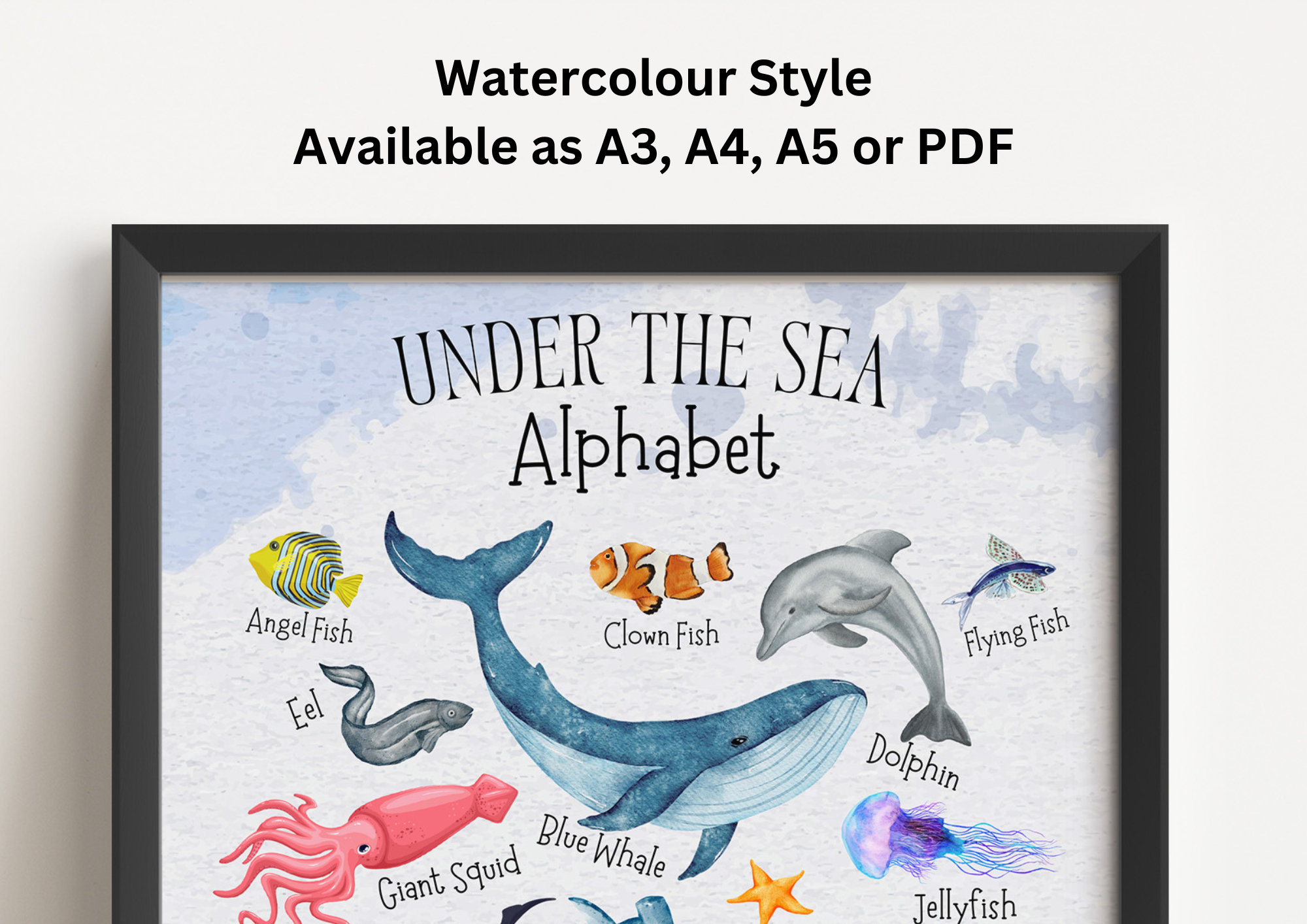 Ocean Alphabet Poster: Watercolour Sea Animals Nursery Art Print - Etsy