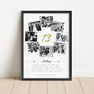 Personalised 13th Birthday Photo Collage, Custom Quote, Teenager ...