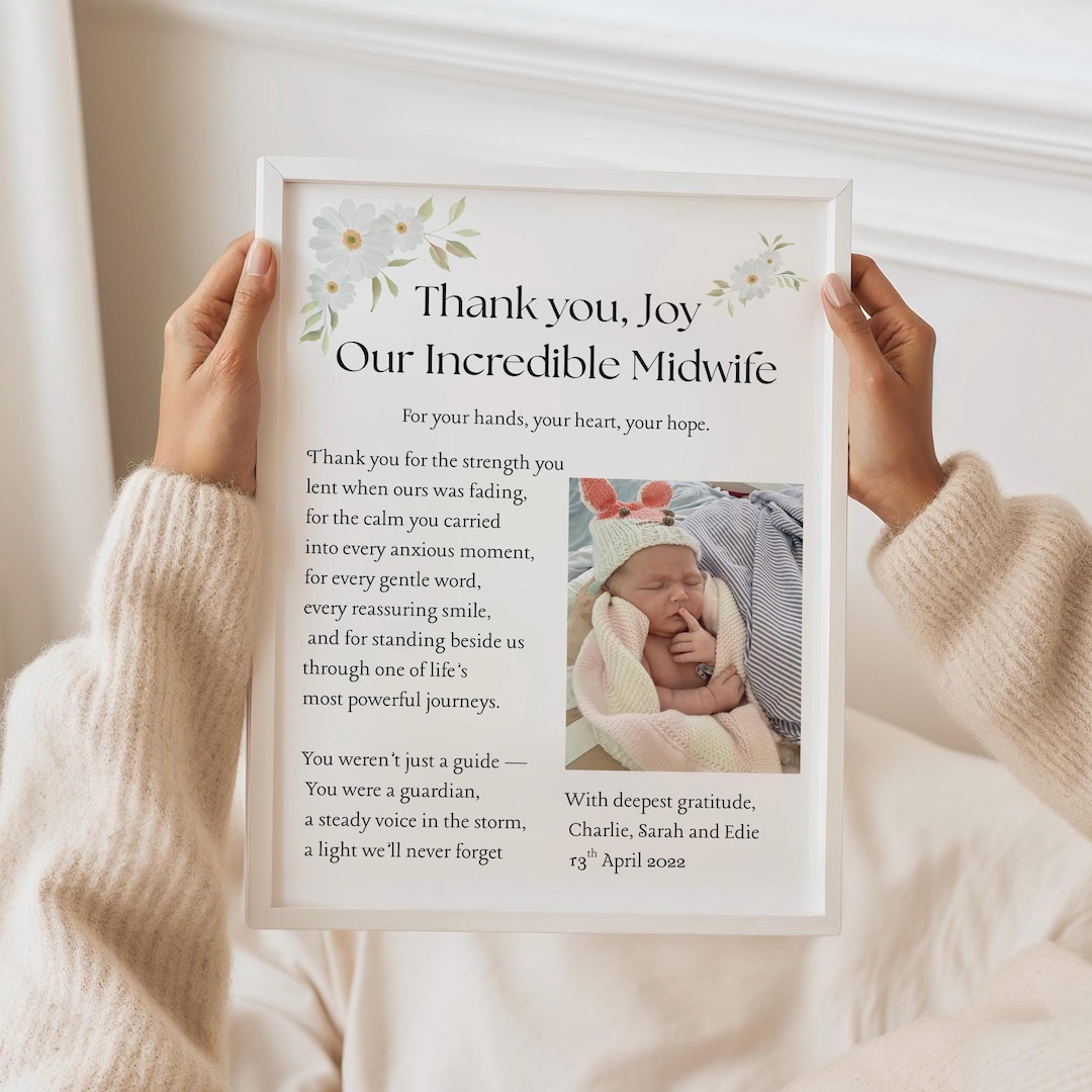 Personalised Midwife Thank You Print: Postpartum Appreciation Gift ...