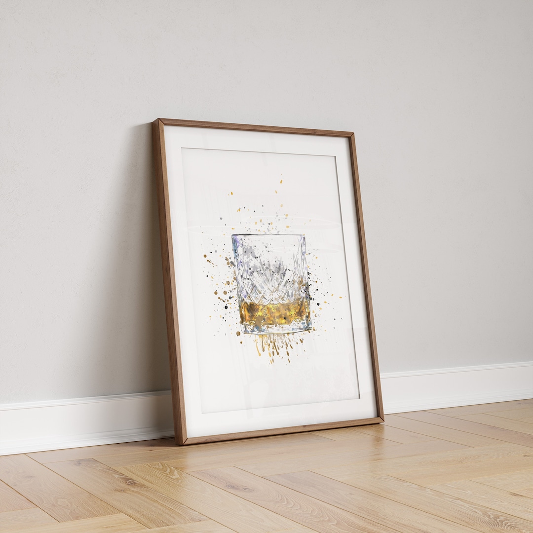 Whisky Glass Modern Deco Print, Home Bar Art, Cart Alcohol Wall Art ...