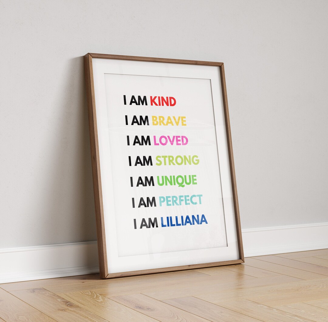 Positive Affirmation Poster, Motivation Rainbow, Kids Bedroom Print ...