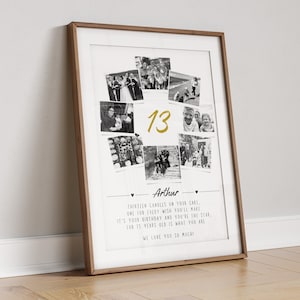 Personalised 13th Birthday Photo Collage, Custom Quote, Teenager ...