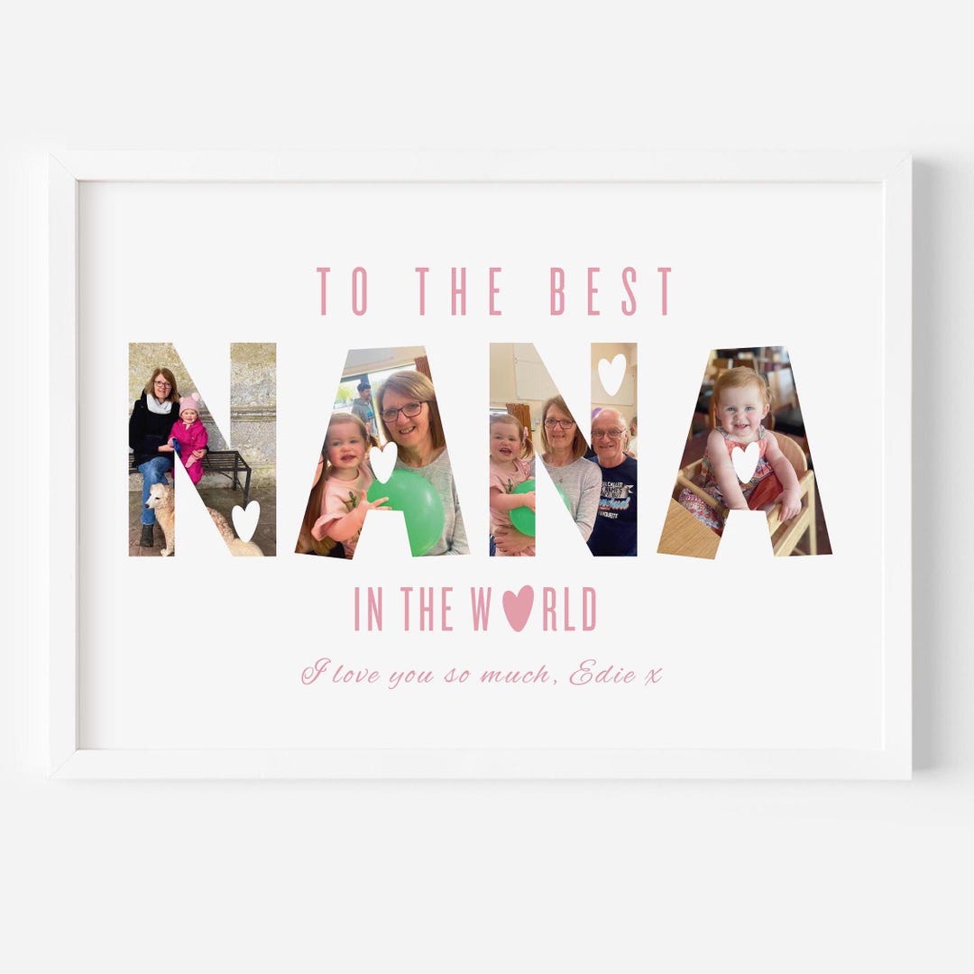 Personalised Nana Letter Photo Collage, Custom Nanny Birthday Gift ...