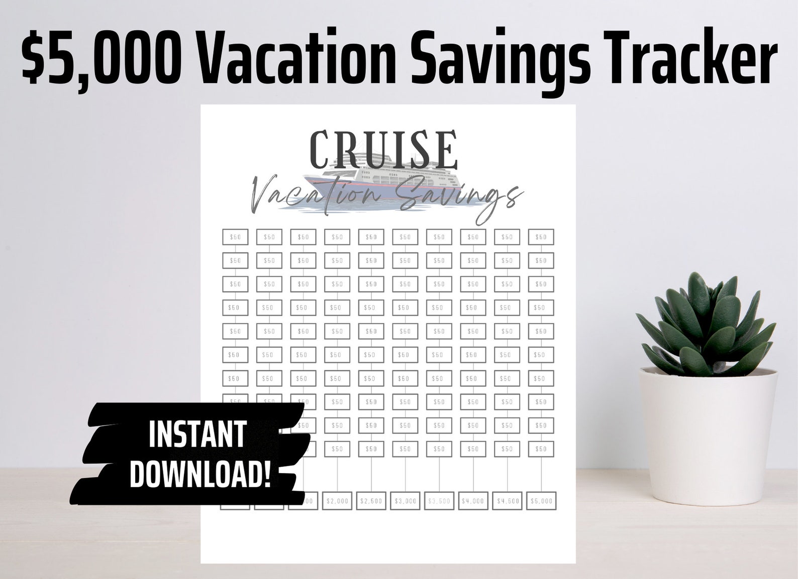 5K Savings Challenge, Cruise Vacation Savings Tracker, Printable ...