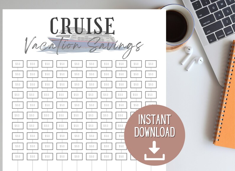 5K Savings Challenge, Cruise Vacation Savings Tracker, Printable ...