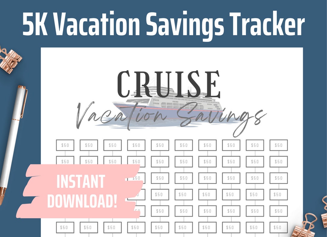 5K Savings Challenge, Cruise Vacation Savings Tracker, Printable ...
