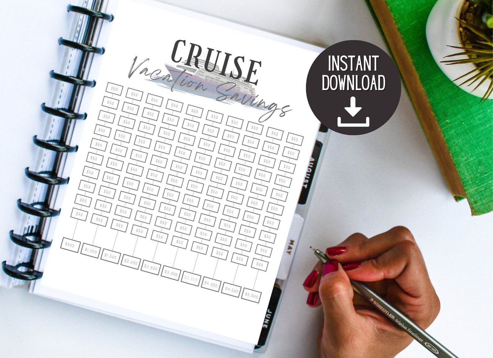 5K Savings Challenge, Cruise Vacation Savings Tracker, Printable ...