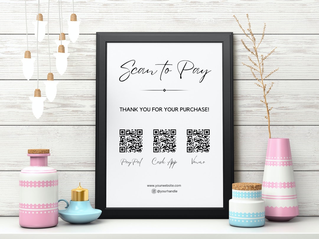 Black and White Scan to Pay Sign Template - Etsy