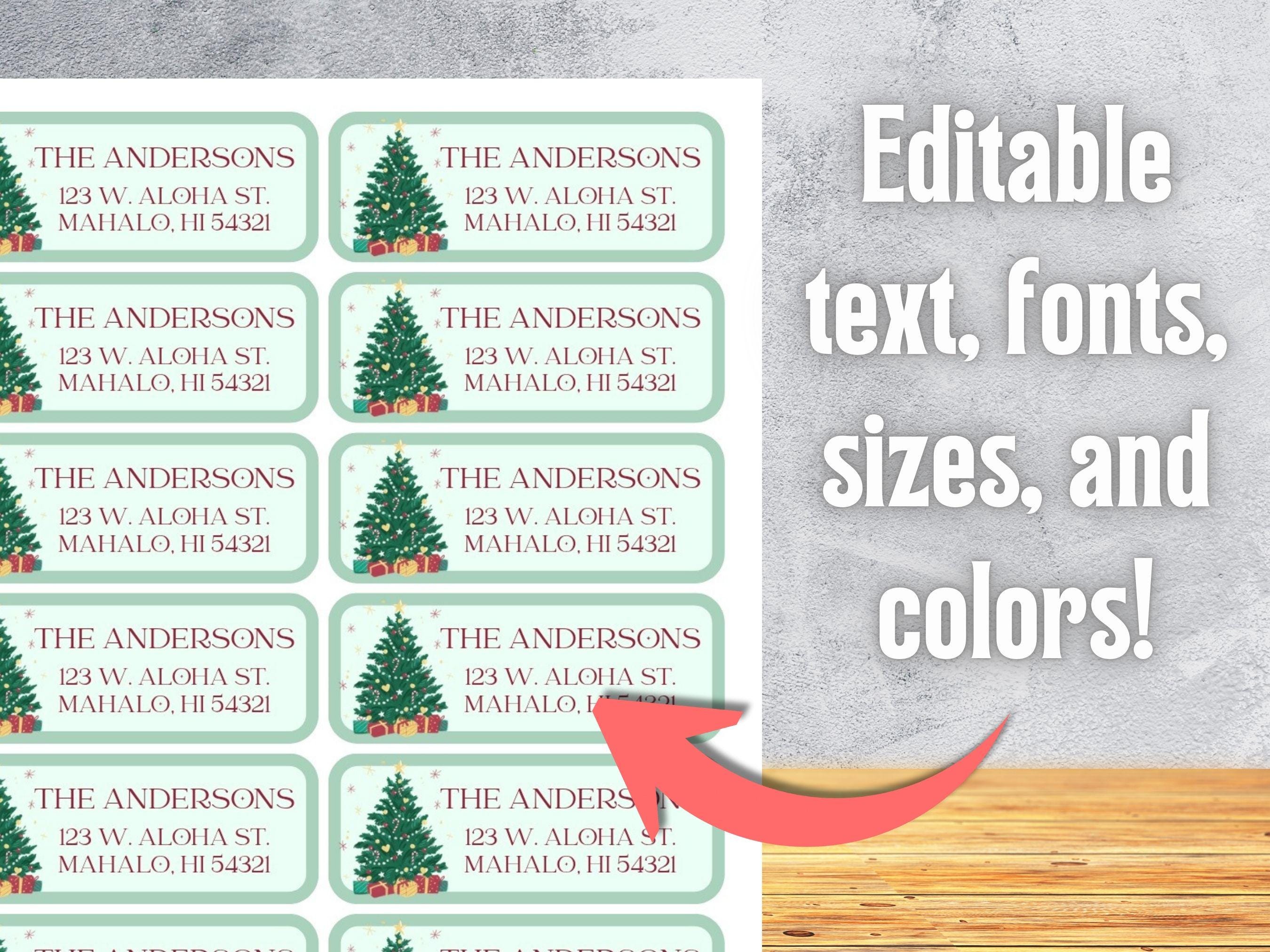 Printable Editable Christmas Address Label Template | 8.5x11 and A4 ...