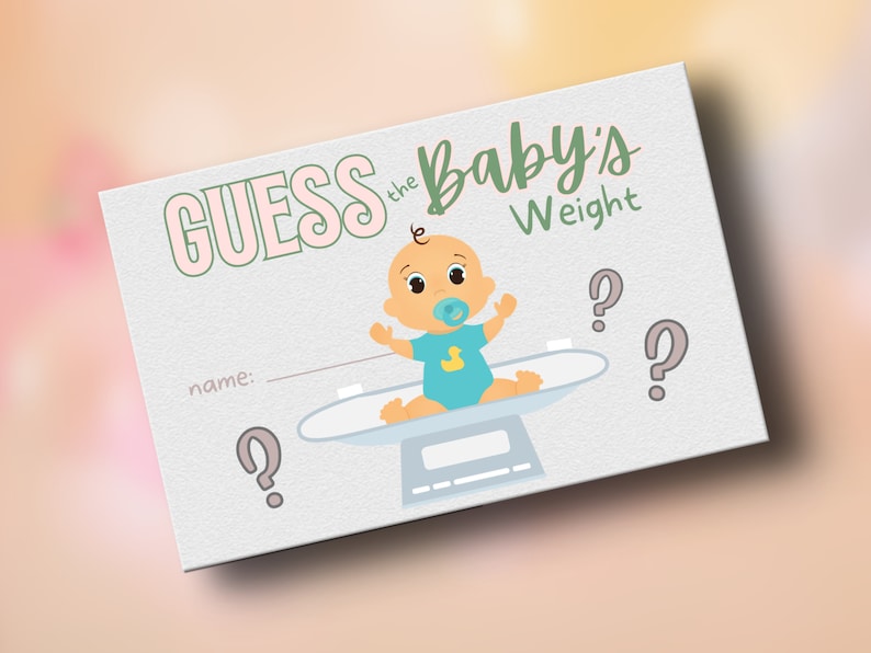 Printable Baby Shower Guessing Games - Guess the Baby's Weight & Guess ...