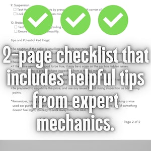 Used Car Inspection & Test Drive Checklist - Printable PDF - A4 and 8.5 ...