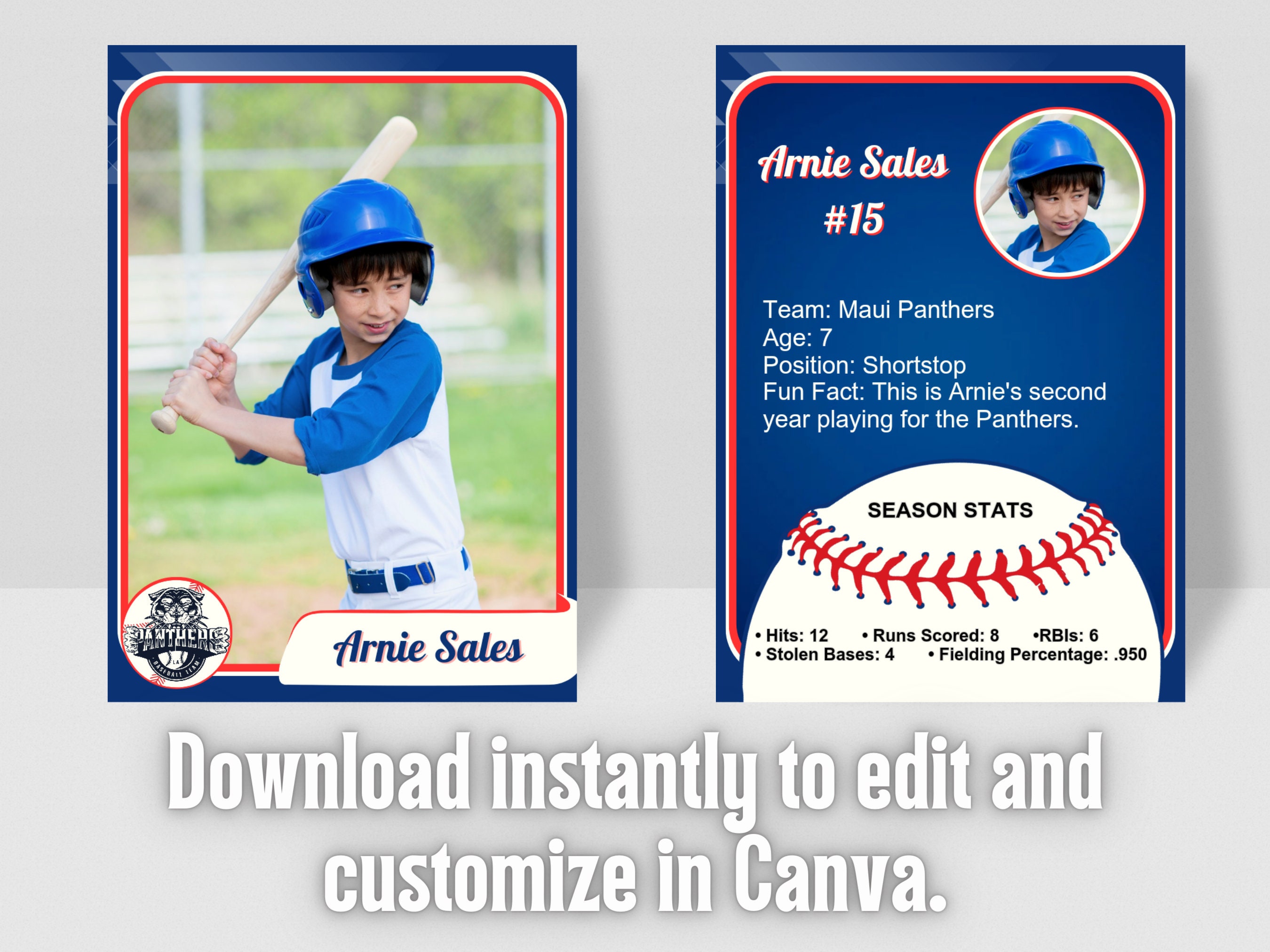 Customizable Classic Retro Baseball Card Template | for Baseball ...