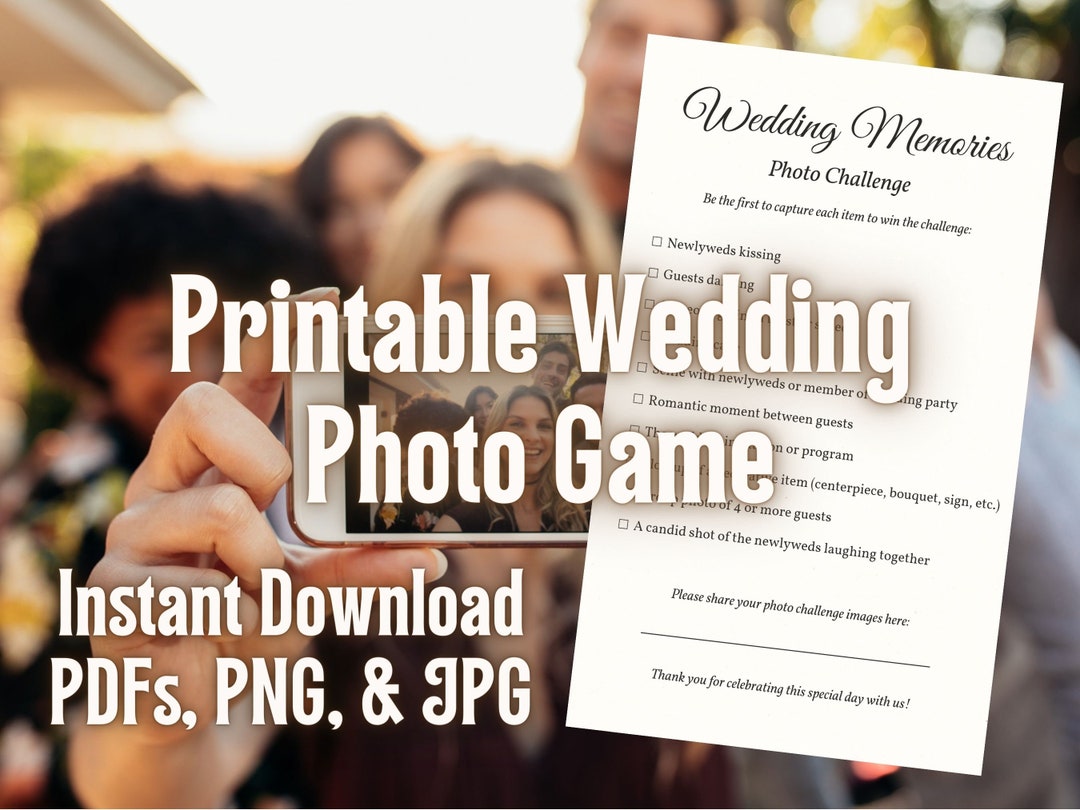 Printable Wedding Photo Challenge Game | Reception Entertainment (PDF ...