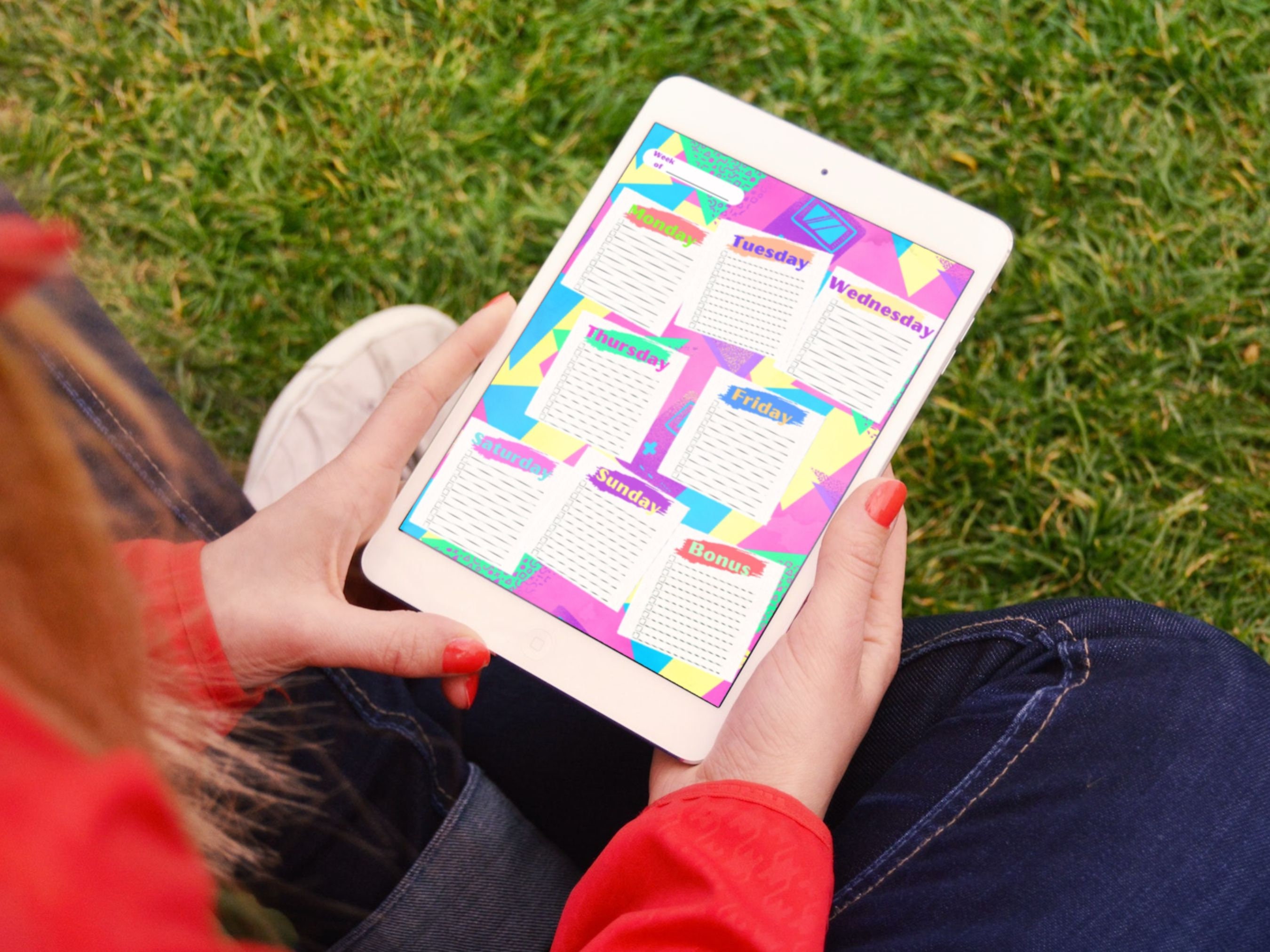 Fun and Colorful Retro 90s Aesthetic Weekly Planner Checklist for ...