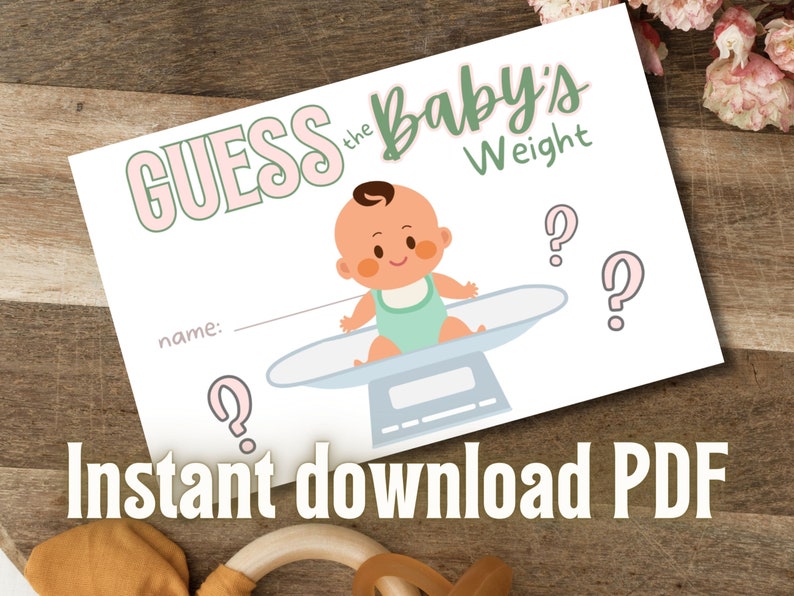 Printable Baby Shower Game Guess the Baby's Weight Fun Game for Your ...