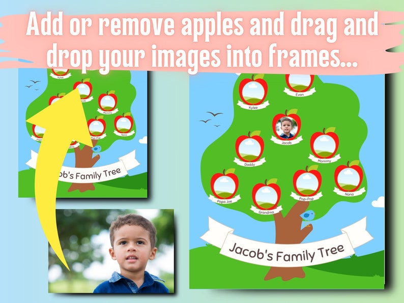 Kids' Family Apple Tree Template for Printable Children's Decor and ...