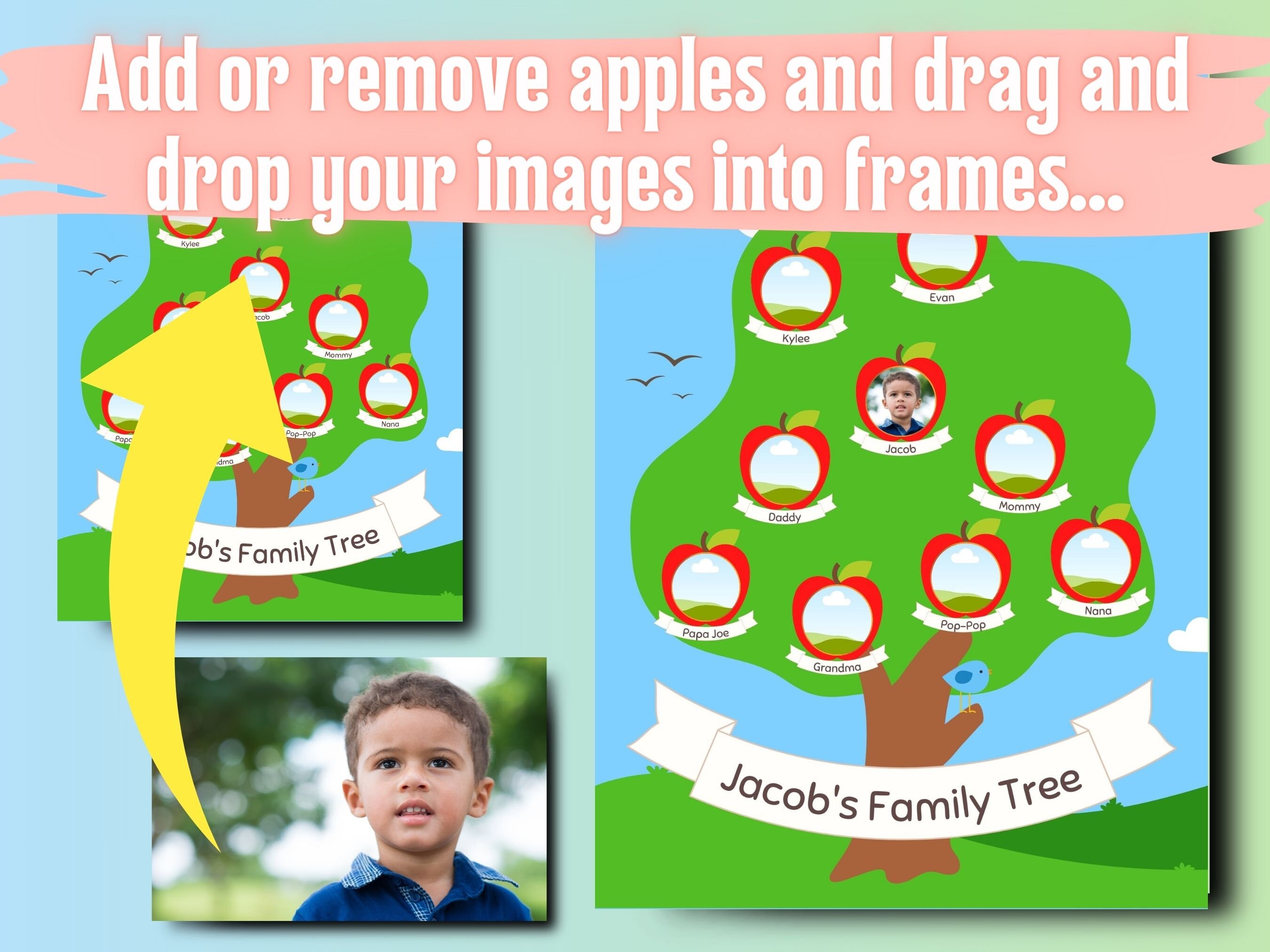 Kids' Family Apple Tree Template for Printable Children's Decor and ...
