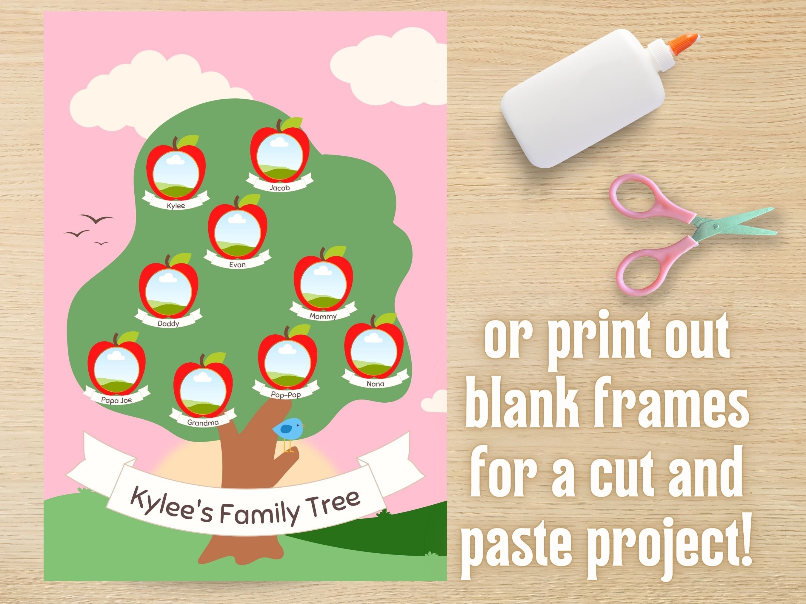 Kids' Family Apple Tree Template for Printable Children's Decor and ...