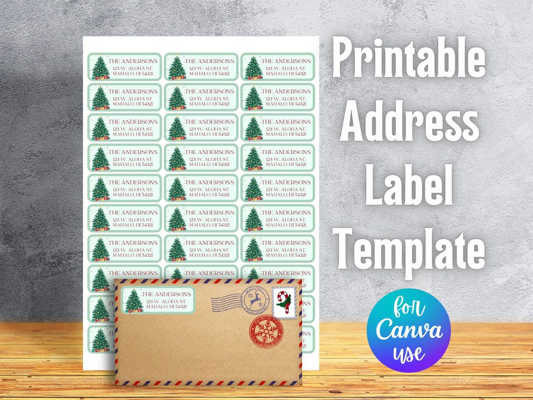 Printable Editable Christmas Address Label Template | 8.5x11 and A4 ...