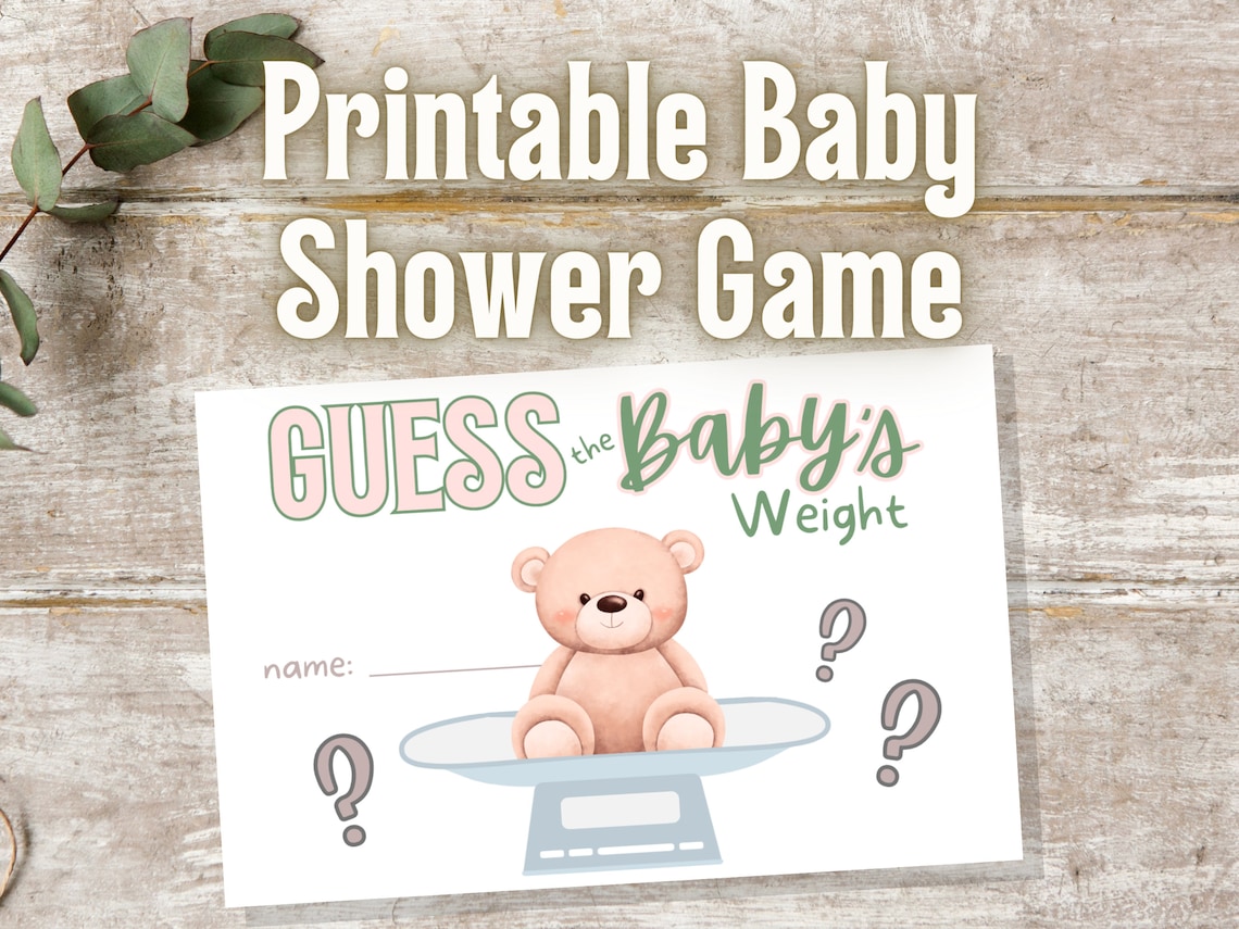 Printable Baby Shower Game - Guess the Baby's Weight - Fun Game for ...