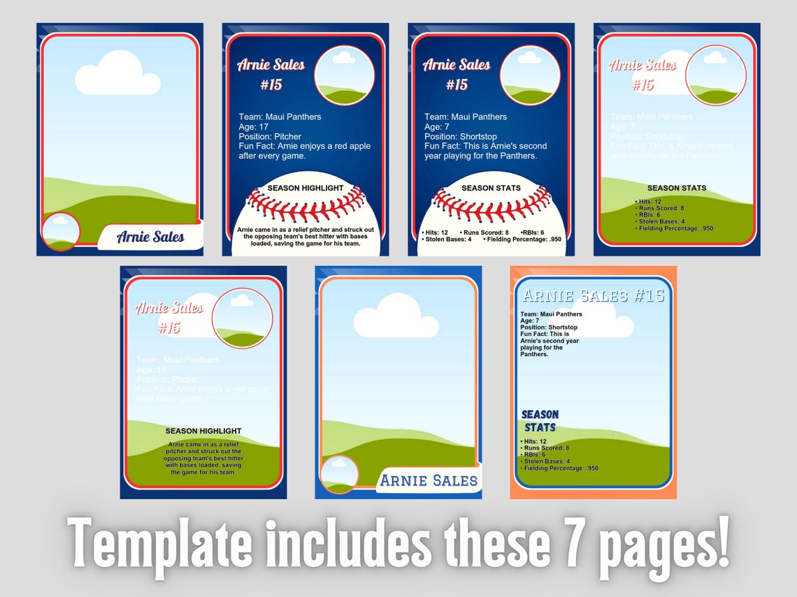 Customizable Classic Retro Baseball Card Template | for Baseball ...