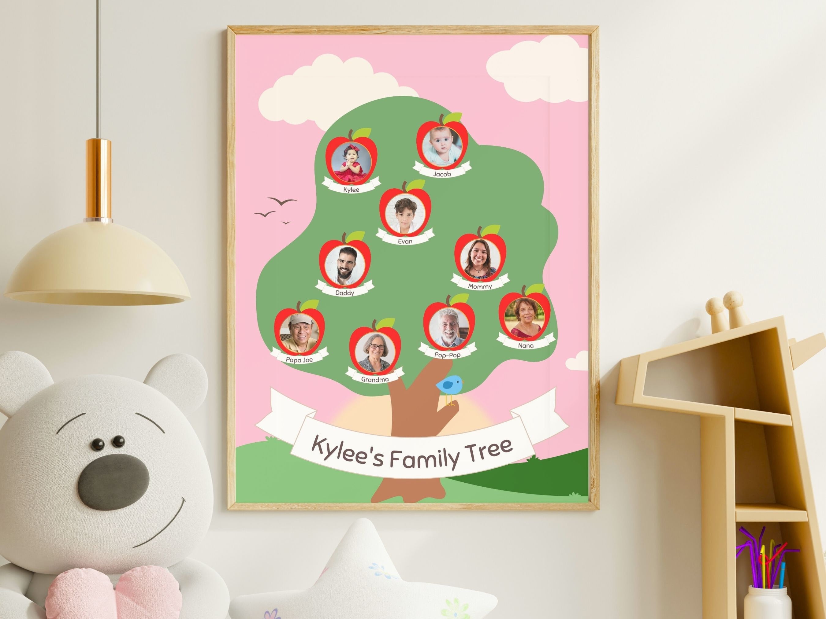 Kids' Family Apple Tree Template for Printable Children's Decor and ...