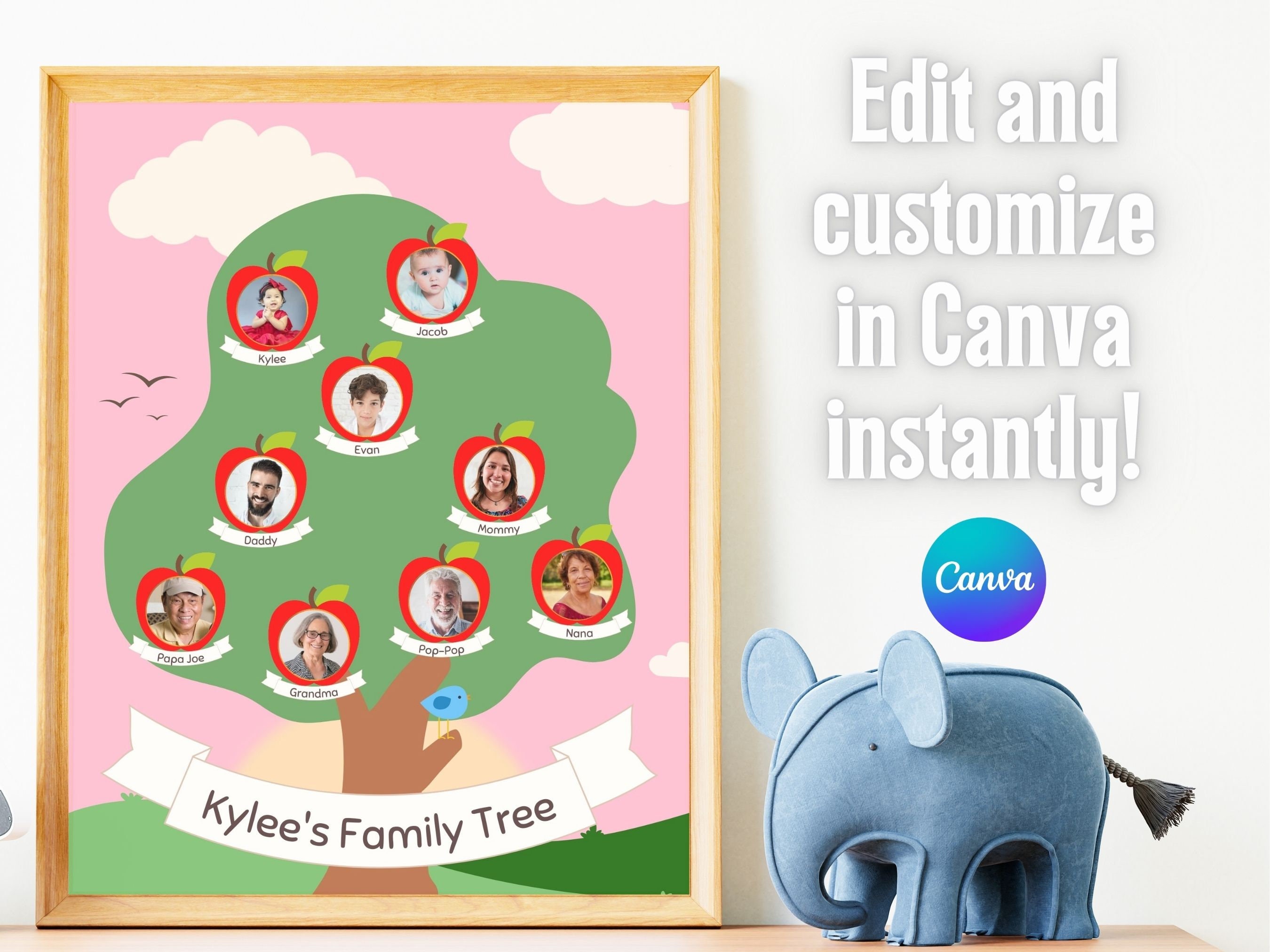 Kids' Family Apple Tree Template for Printable Children's Decor and ...