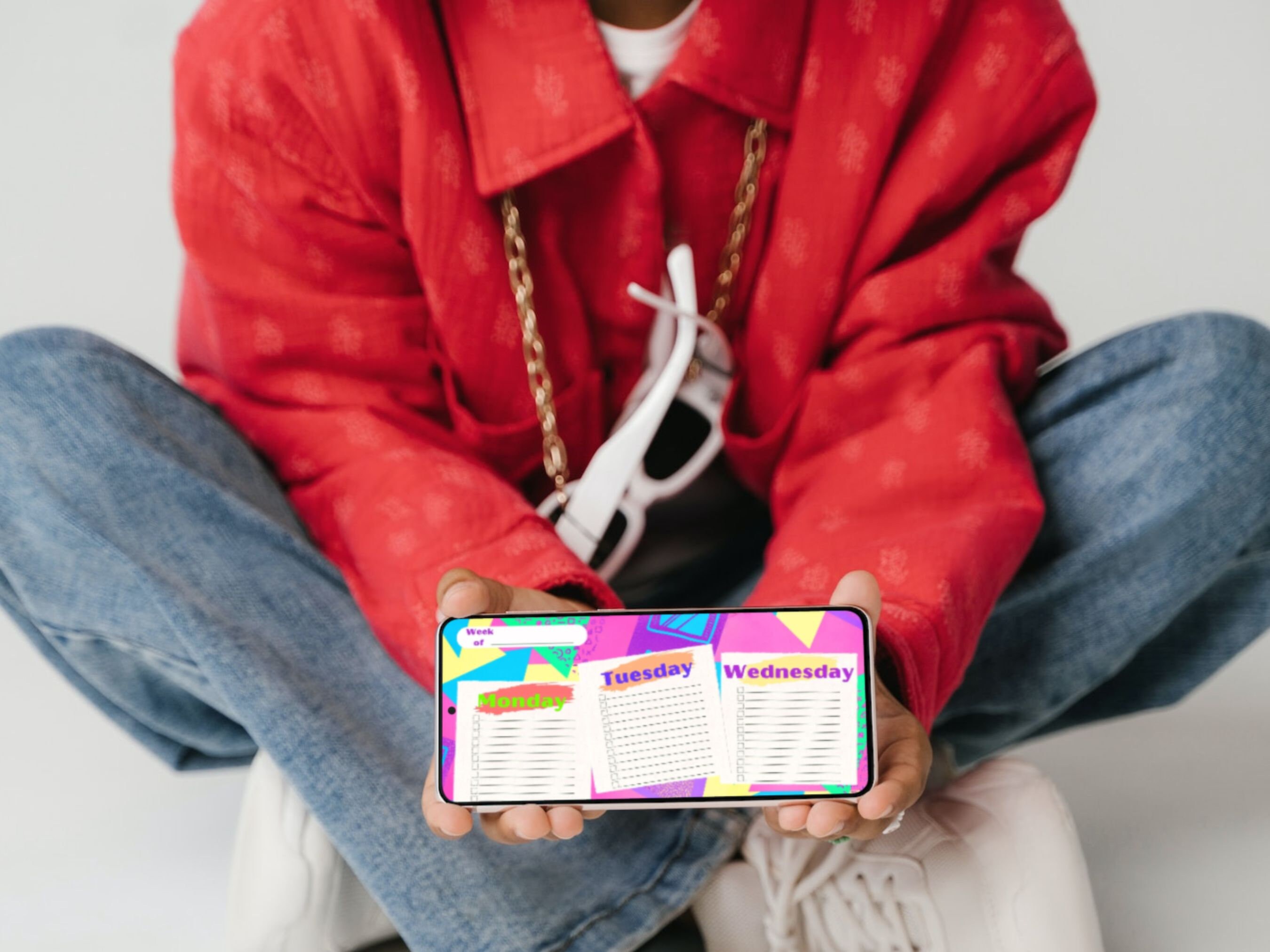 Fun and Colorful Retro 90s Aesthetic Weekly Planner Checklist for ...