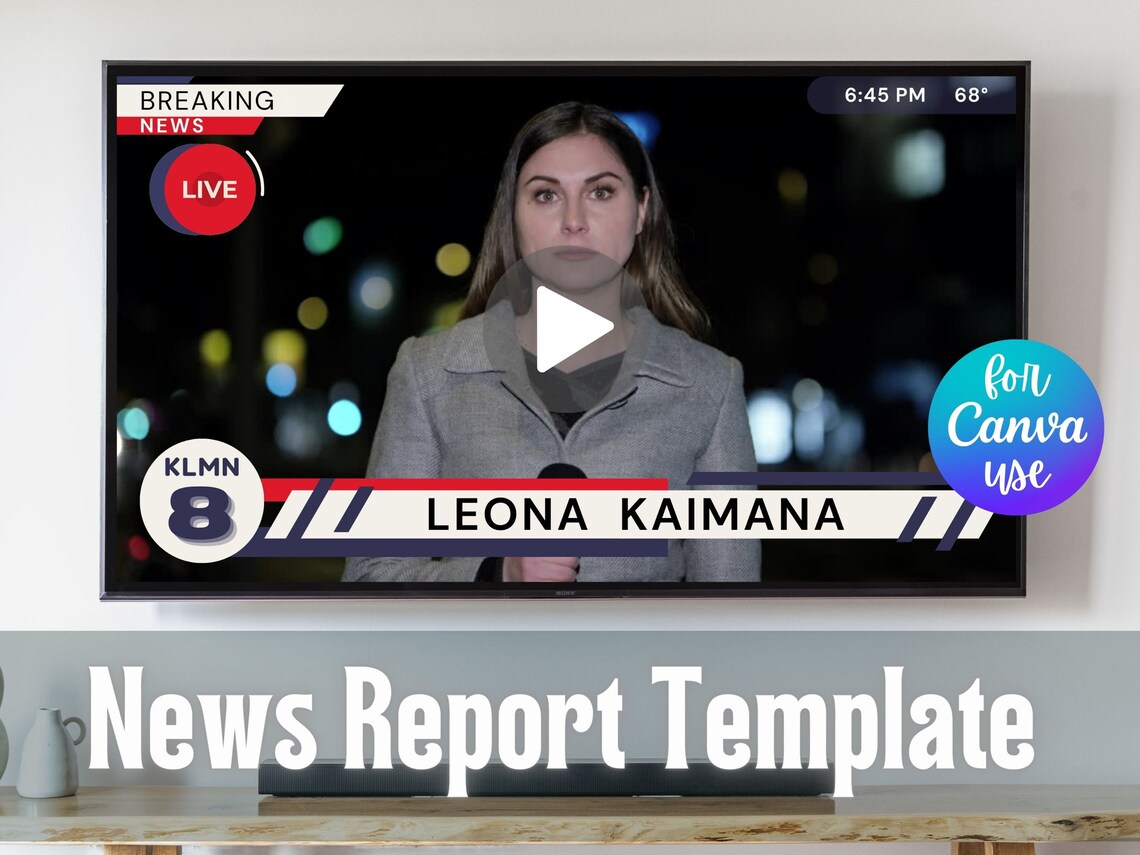 4K News Report Template for Canva, TV, School Project (digital Download ...