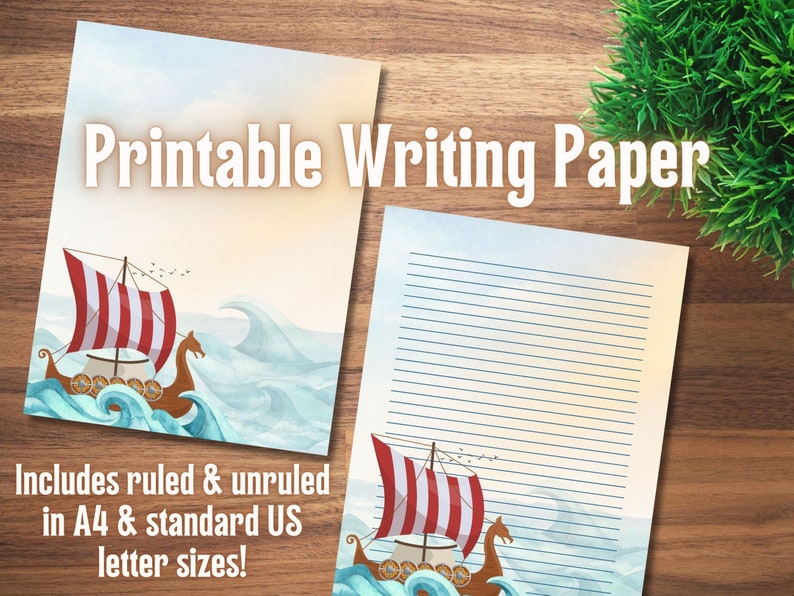 Viking Ship Stationery Paper, A4 & US Letter (digital Download) - Etsy