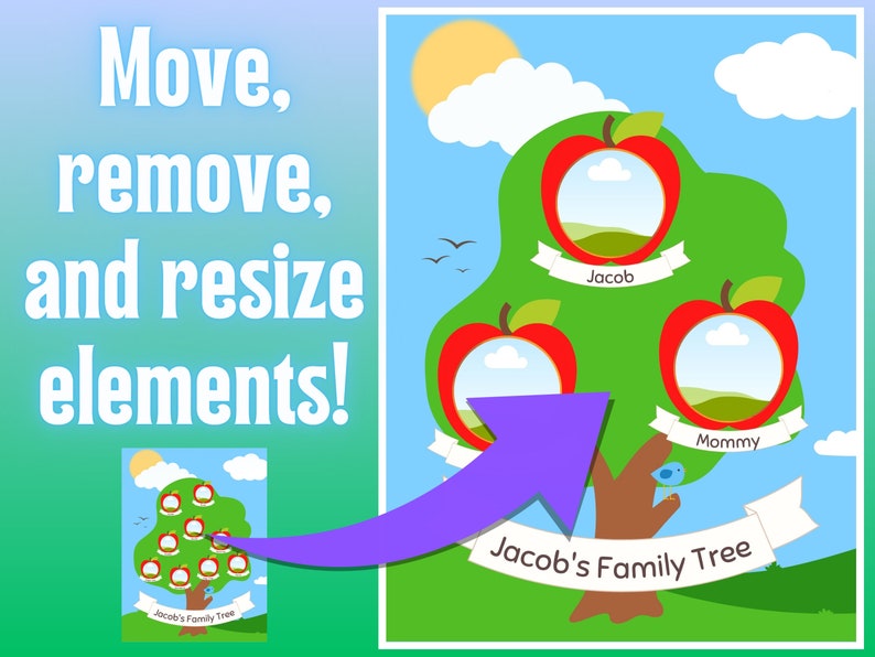 Kids' Family Apple Tree Template for Printable Children's Decor and ...