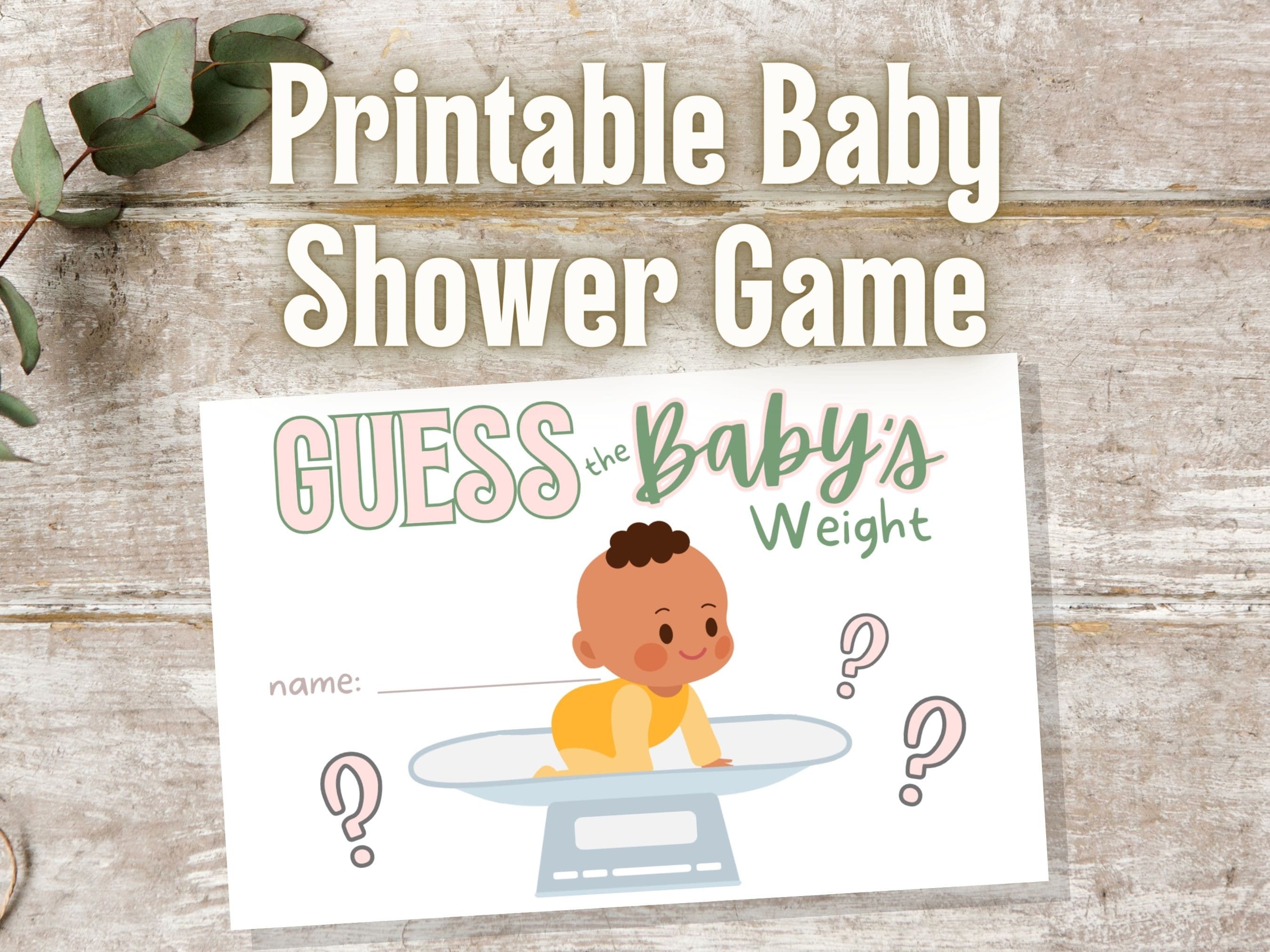Printable Baby Shower Game Guess the Baby's Weight Fun Game for Your ...