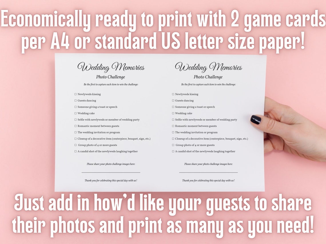 Printable Wedding Memories Photo Challenge Game Fun Entertainment for ...