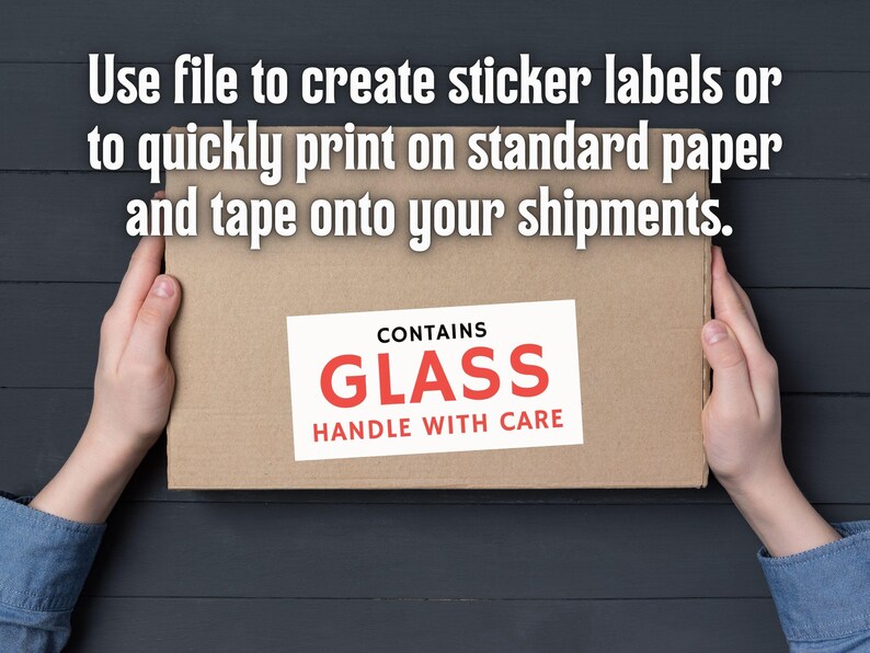 Handle With Care Glass Shipping Label – Printable Sticker (PDF & PNG ...
