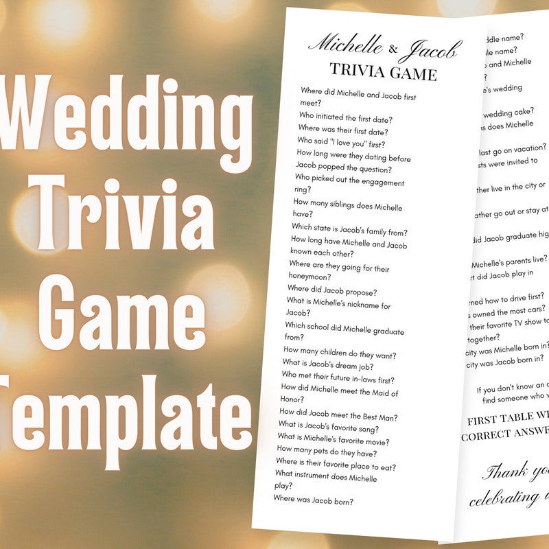 Reception Game - Etsy