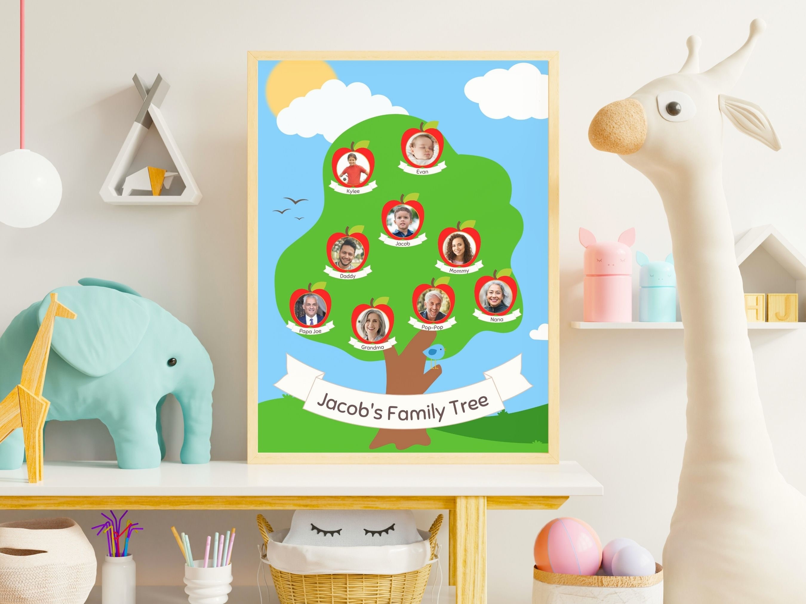 Kids' Family Apple Tree Template for Printable Children's Decor and ...