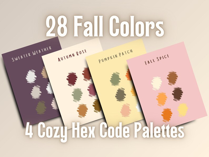 28 Fall Colors 4 Cozy Hex Code Palettes Instant Download PDF and JPEG ...