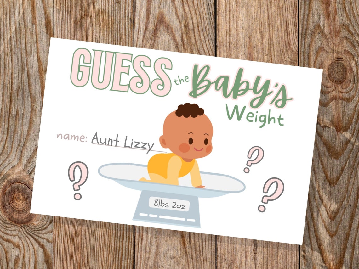 Printable Baby Shower Game Guess the Baby's Weight Fun Game for Your ...