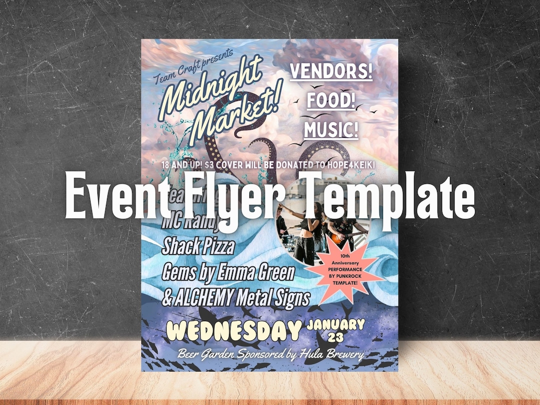 Artistic Event Flyer Template | Nautical Sunset Theme | Printable ...